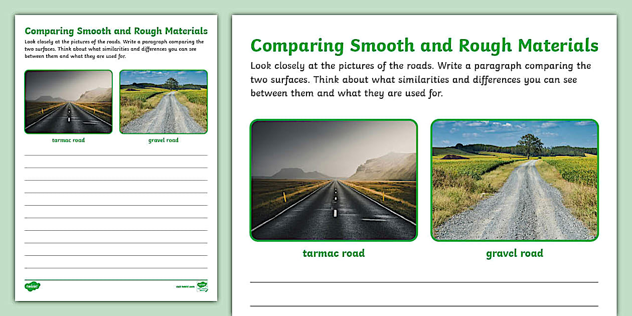 Comparing Smooth and Rough Materials Worksheet - Twinkl
