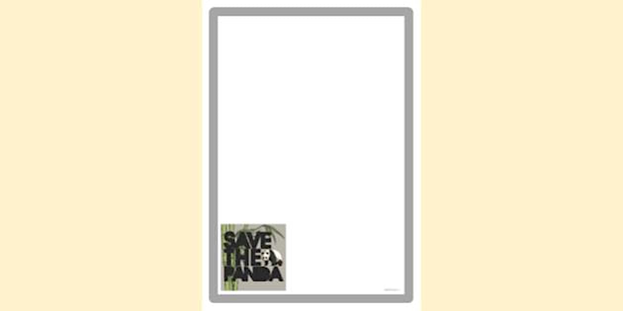 Simple Blank Save the Panda Border | Page Borders | Twinkl