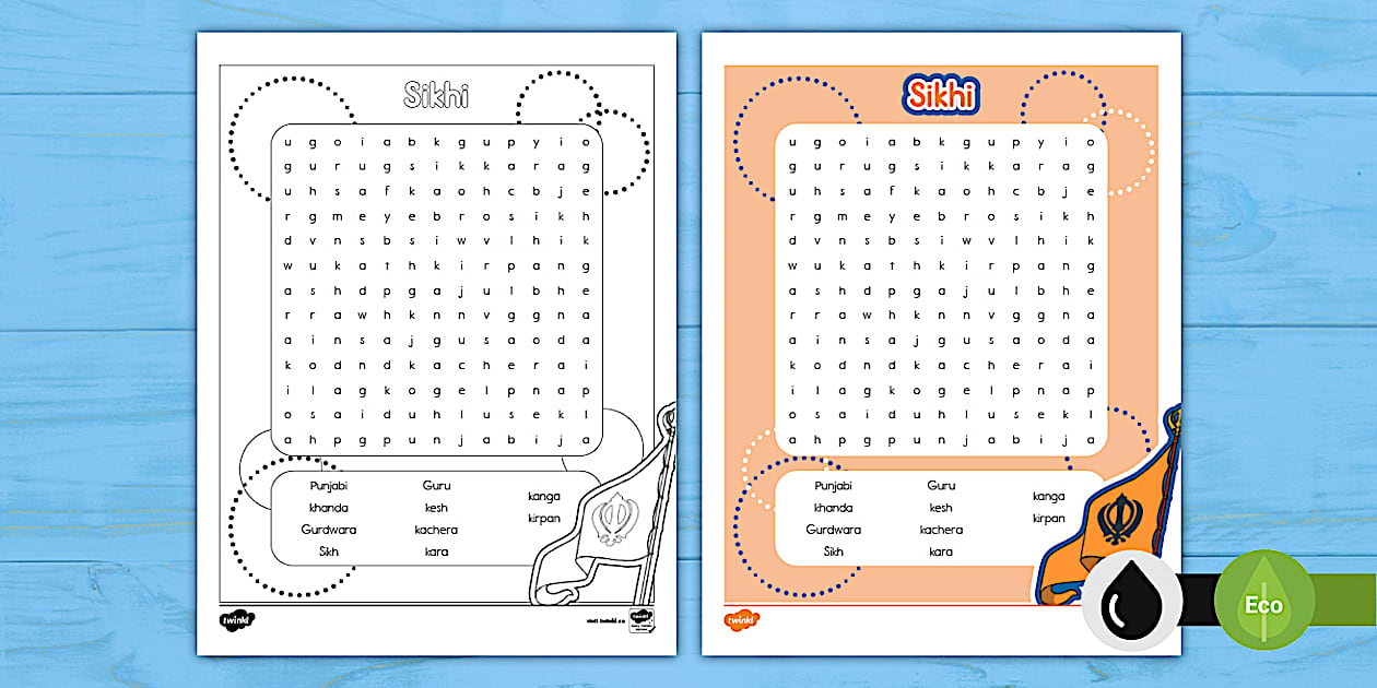 Sikhi Primary Word Search