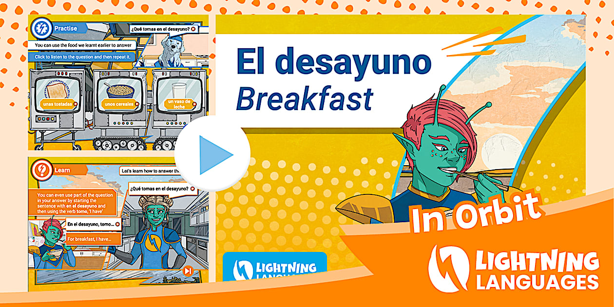 👉 Lightning Languages | Spanish | In Orbit | Mealtimes PowerPoint 1 ...