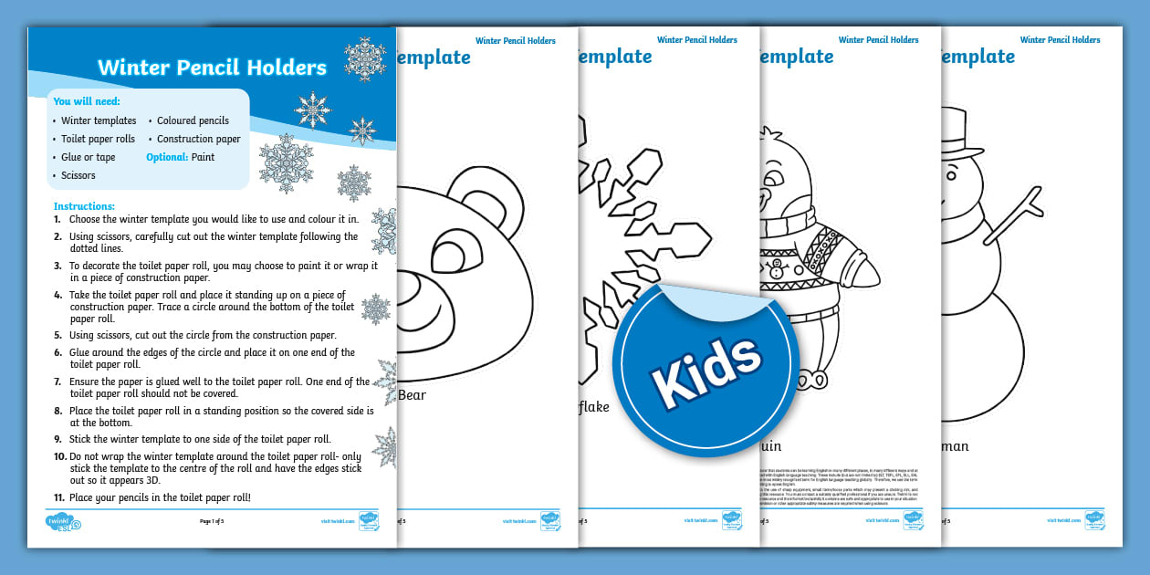 ESL Winter Pencil Holder Craft {Twinkl} (teacher made)