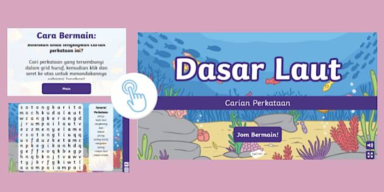 Carian Perkataan Interaktif Dasar Laut (teacher made)