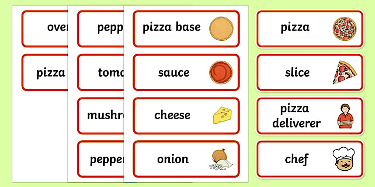 Pizza Shop Role Play Vocabulary Cards - ESL Vocabulary Resources