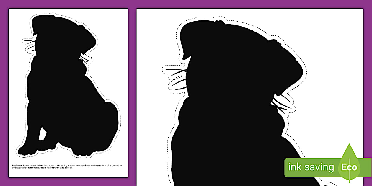 Pug Silhouette Cut-Out (teacher made) - Twinkl