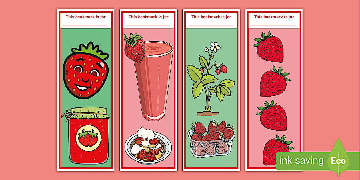 Colourful Strawberry Bookmarks | Reading Tools - Twinkl