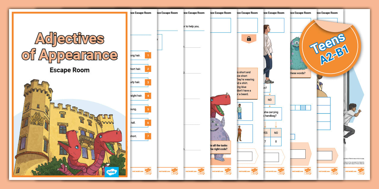 ESL Print Escape Room - Adjectives of Appearance - Twinkl