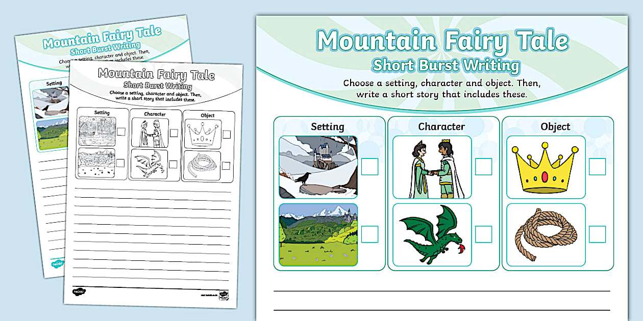 Mountain Fairy Tale Short Burst Writing Template - Twinkl