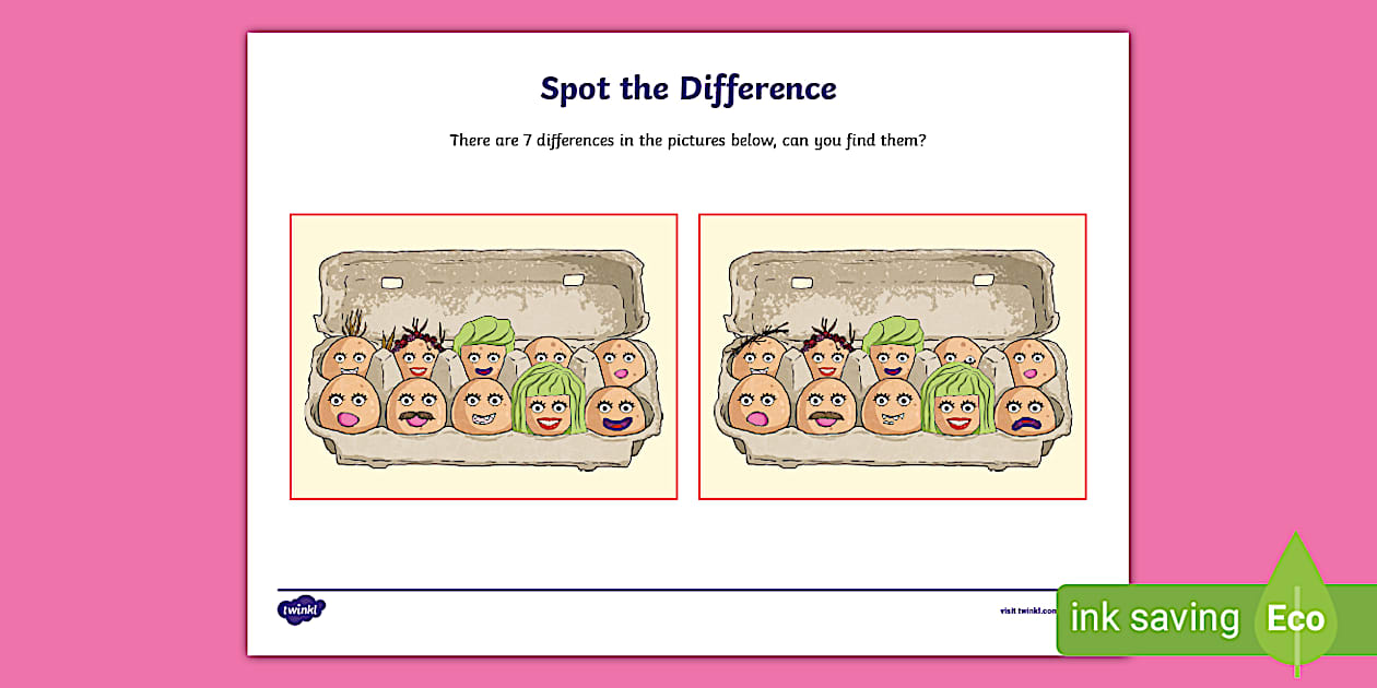 Egg Heads Spot the Difference (teacher made) - Twinkl