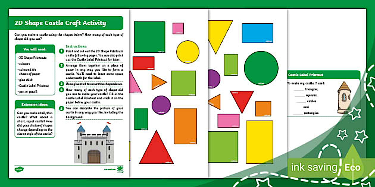 👉 2D Shape Castle Craft Activity (teacher made) - Twinkl