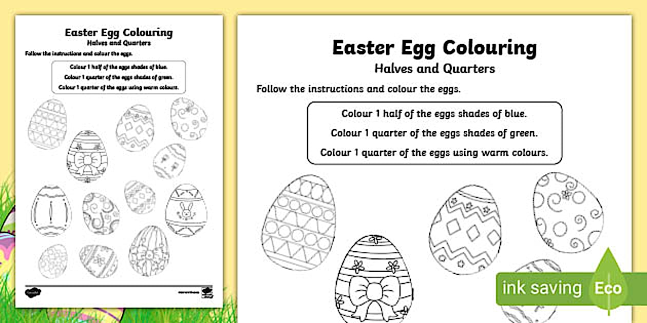 Colouring Fractions | Easter Egg Fractions Activity - Twinkl