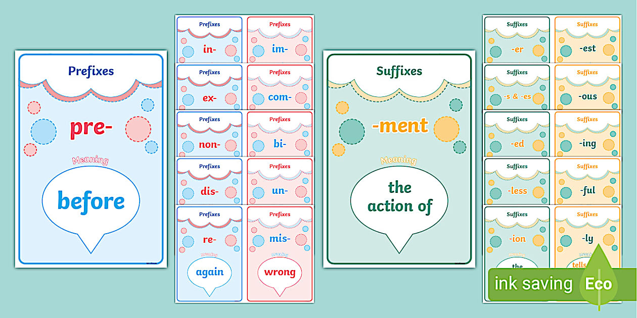 Prefix and Suffix Reference Cards