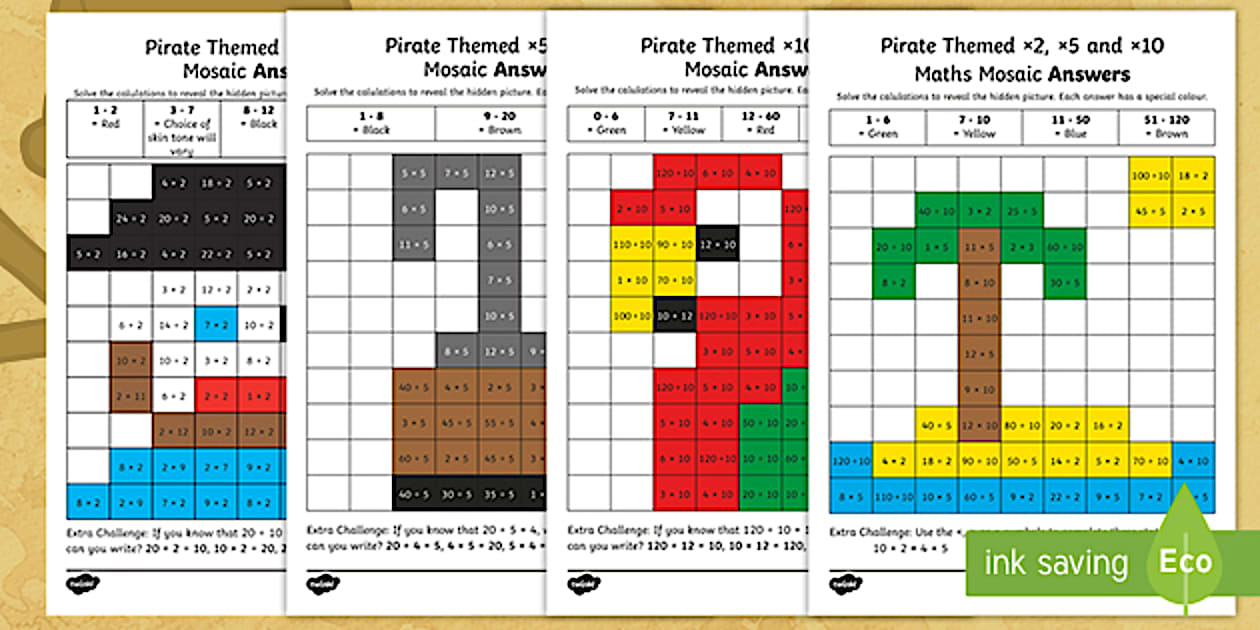 Editable KS1 Pirate Themed 2, 5, and 10 Multiplication and Division Facts