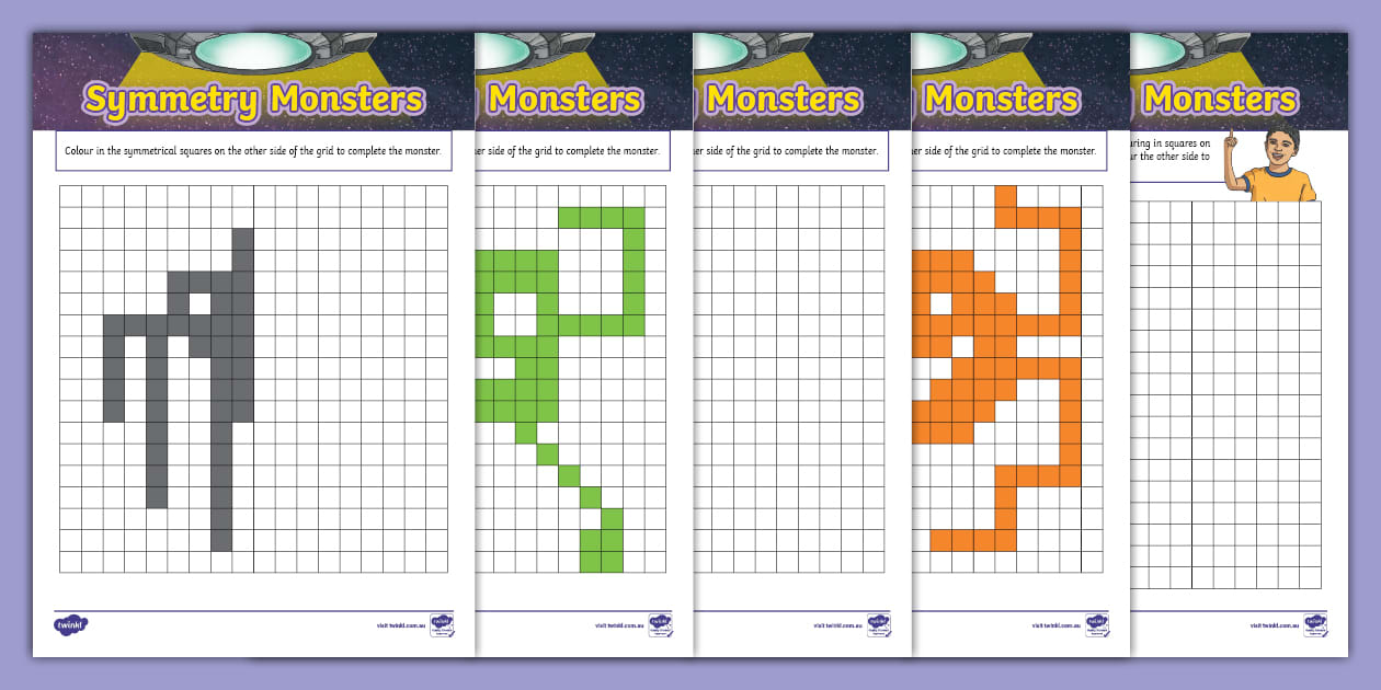 Symmetry Invaders - Lines of Symmetry Sheets | Twinkl Maths