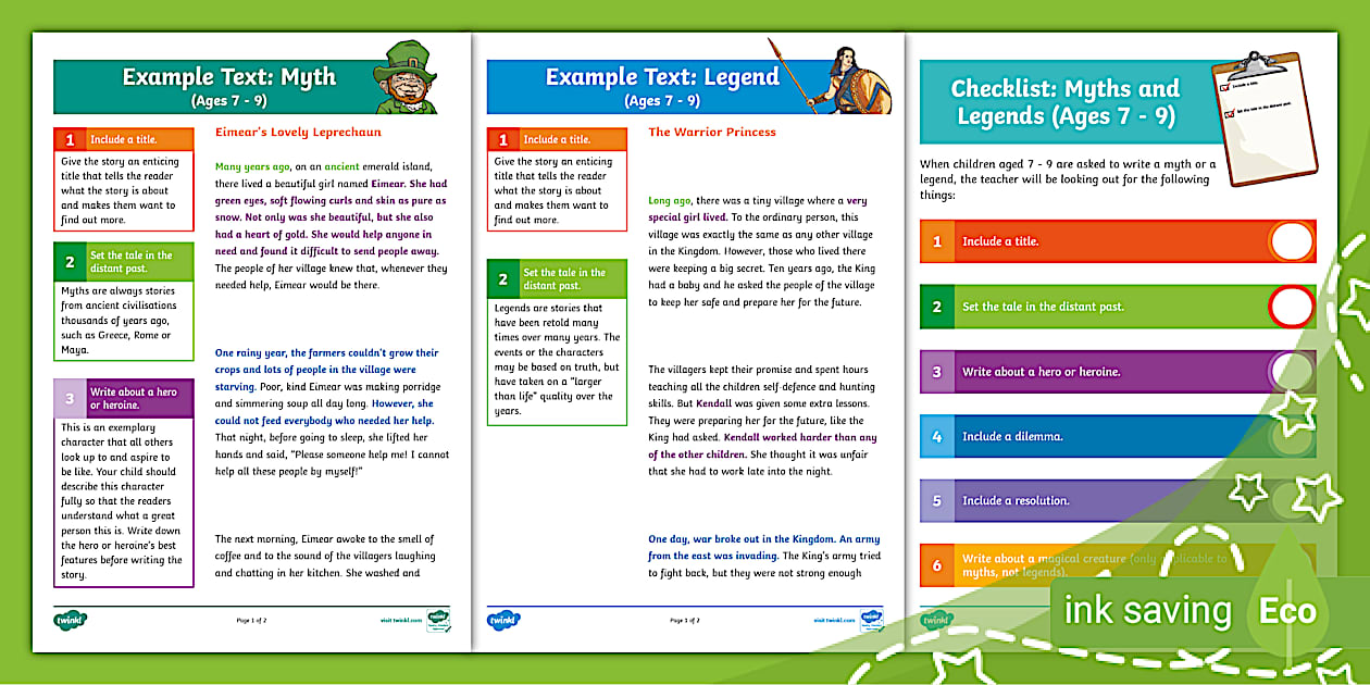 Example Text Pack for Parents: Myths and Legends (Ages 7 - 9)