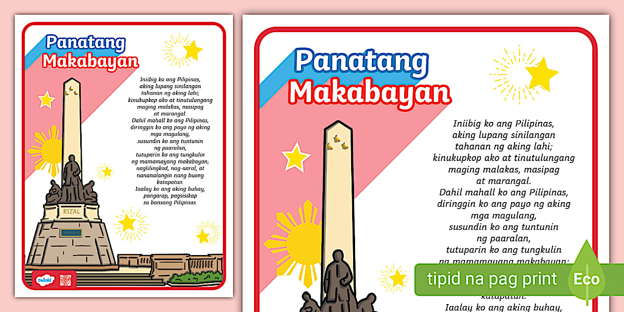 Panatang Makabayan Poster Preschool (teacher made) - Twinkl