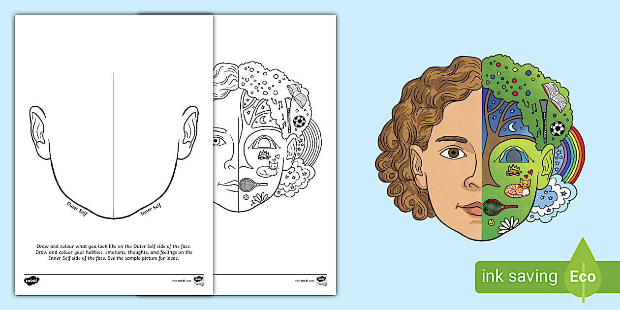 Cursive My Inner-Self and Outer-Self Portrait Activity