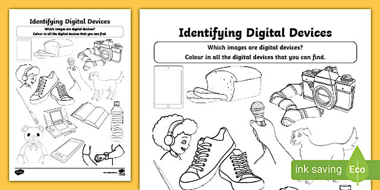 Identifying Digital Devices Colouring Activity - Twinkl