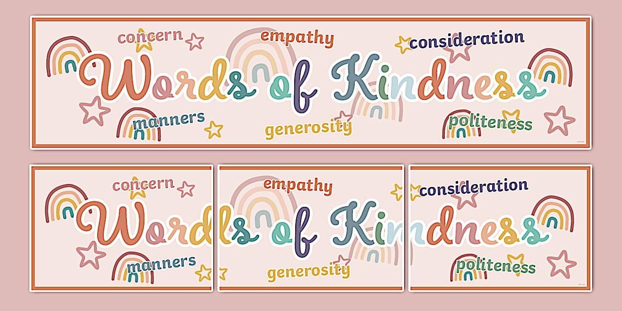 Muted Rainbow-Themed Words of Kindness Display Banner