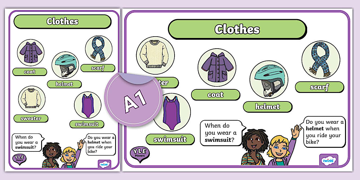 YLE Movers - Clothes Vocabulary Poster (teacher made)