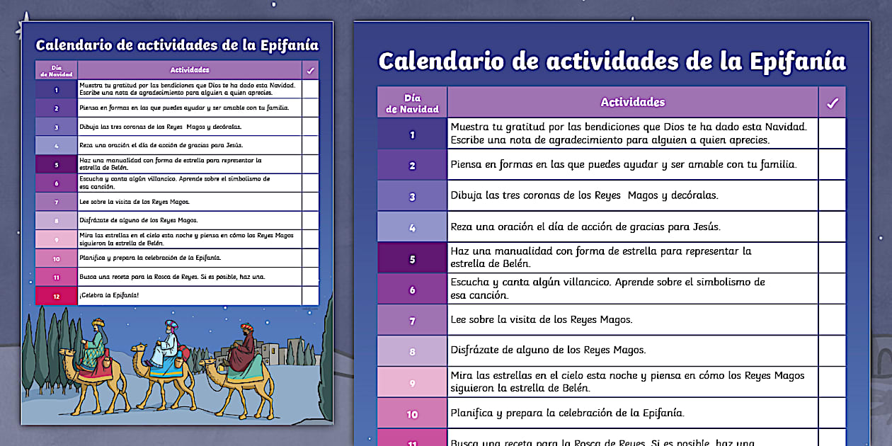 Calendario: Cuenta regresiva de la epifanía - Twinkl