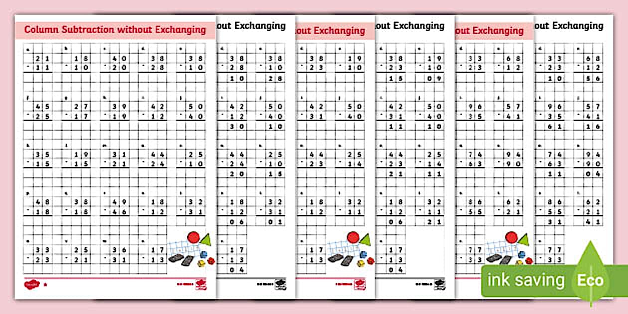 Column Subtraction without Exchanging (Teacher-Made)