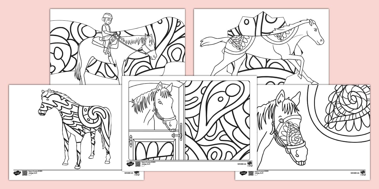 Horse Mindfulness Colouring Pages - Twinkl - KS1 - Twinkl