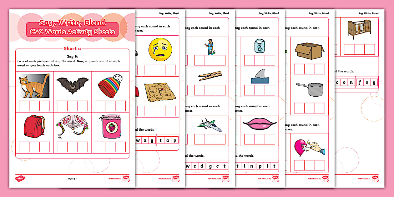 Say, Write, Blend CVC Words Printable Activity Sheets