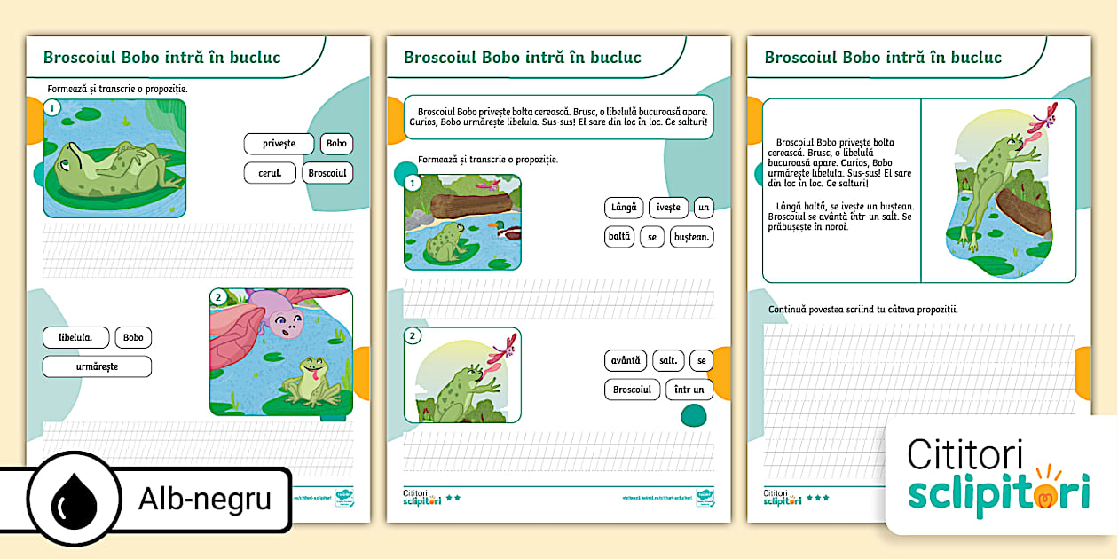 Bobo intră în bucluc – Fișă de citire și de scriere clasa I