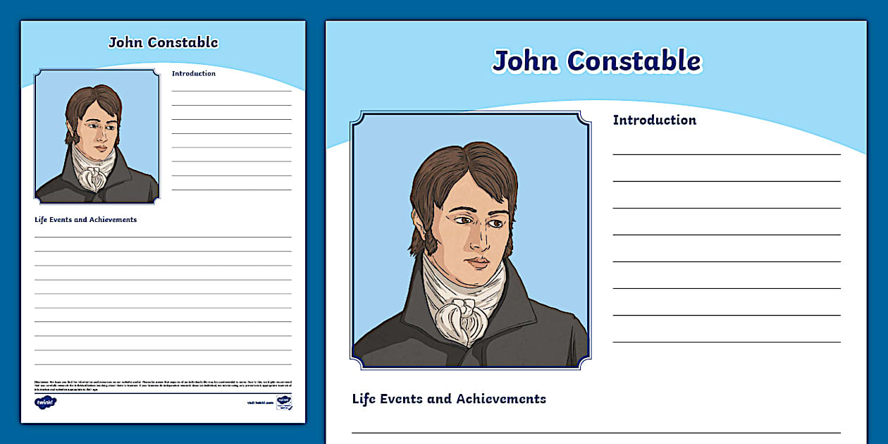 John Constable Biography Template - Twinkl