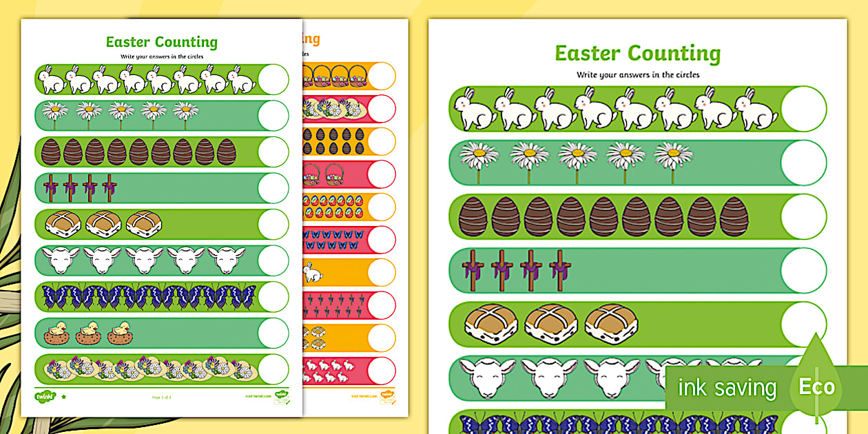 My Counting Worksheet (Easter) (teacher made) - Twinkl