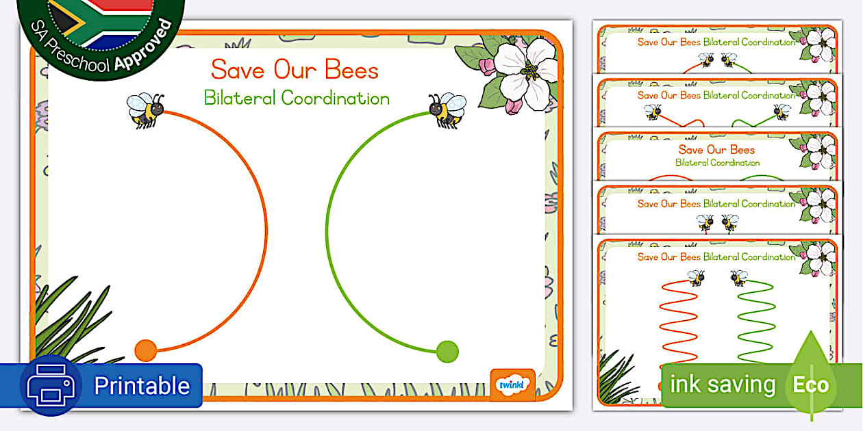 Save Our Bees Bilateral Coordination Activity Mats - Twinkl
