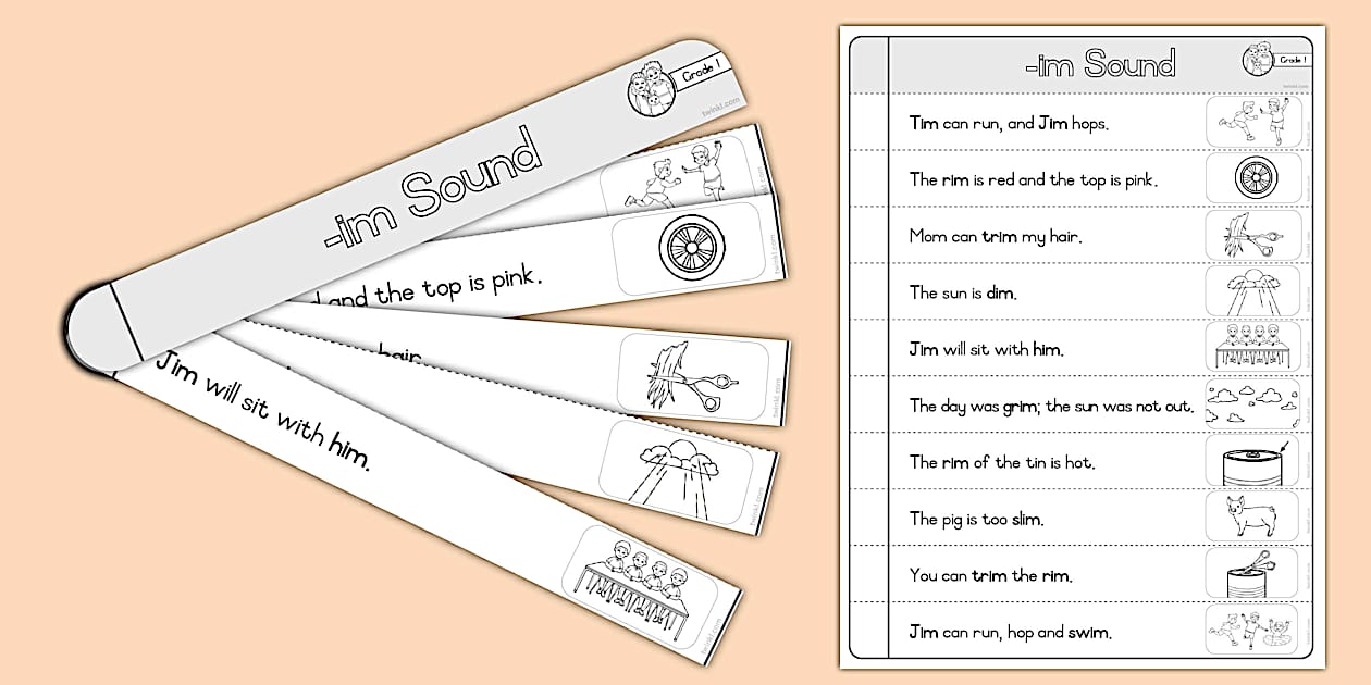 Grade 1 Phonics: -im Reading Strips (teacher made) - Twinkl