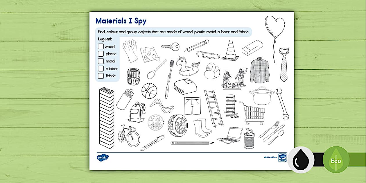 What Is It Made Of? I Spy Colour Coding Activity - Twinkl