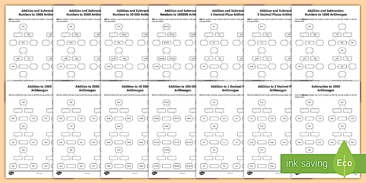 UKS2 Arithmagon Addition and Subtraction Worksheets - Twinkl