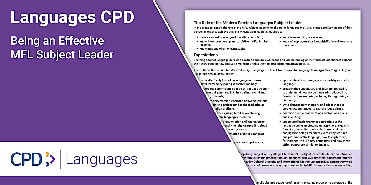 👉 MFL KS2 Subject Leader Guidance for Primary Teachers