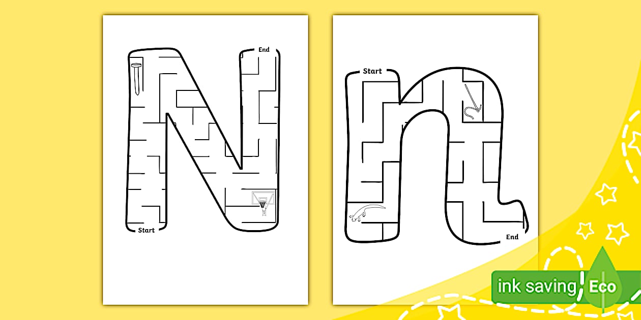 Alphabet Maze Nn (teacher made) - Twinkl