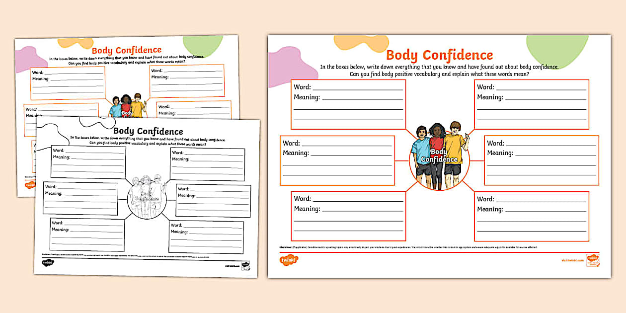 Body Confidence Vocabulary Mind Map (teacher made) - Twinkl