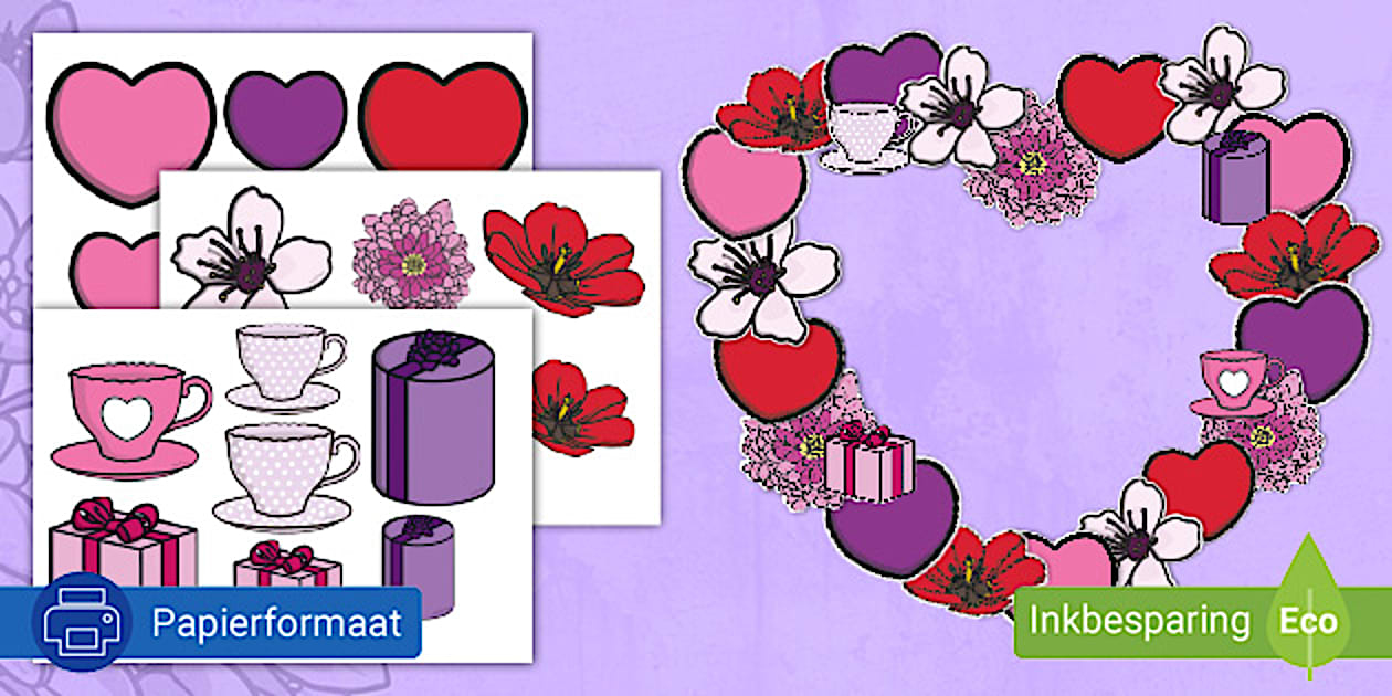 Moedersdag Knipvaardighede Krans Aktiwiteit (teacher made)