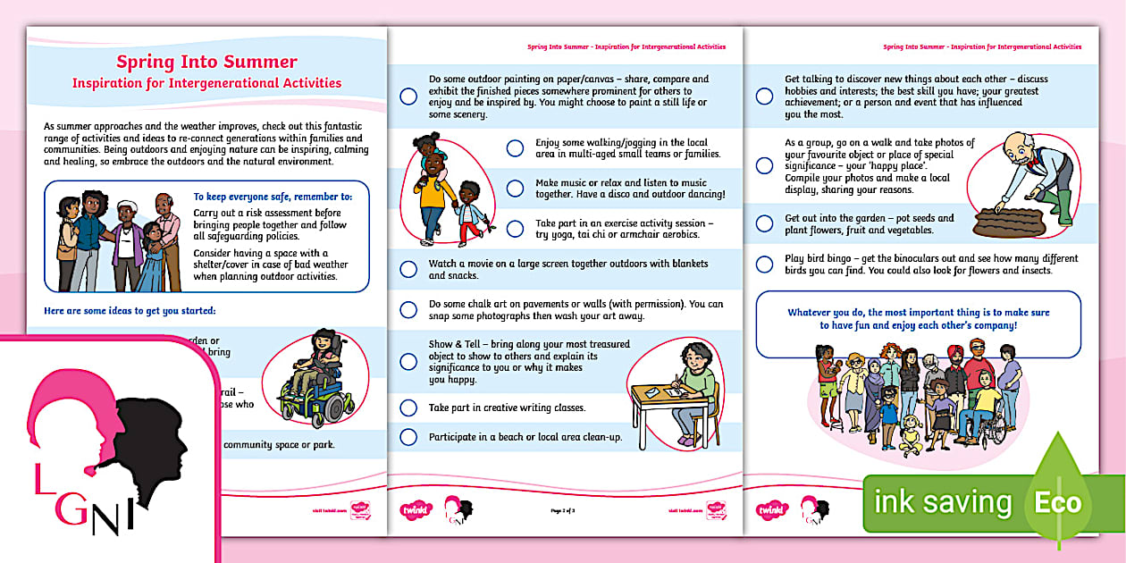 FREE! - Linking Generations Spring Into Summer Activity Ideas