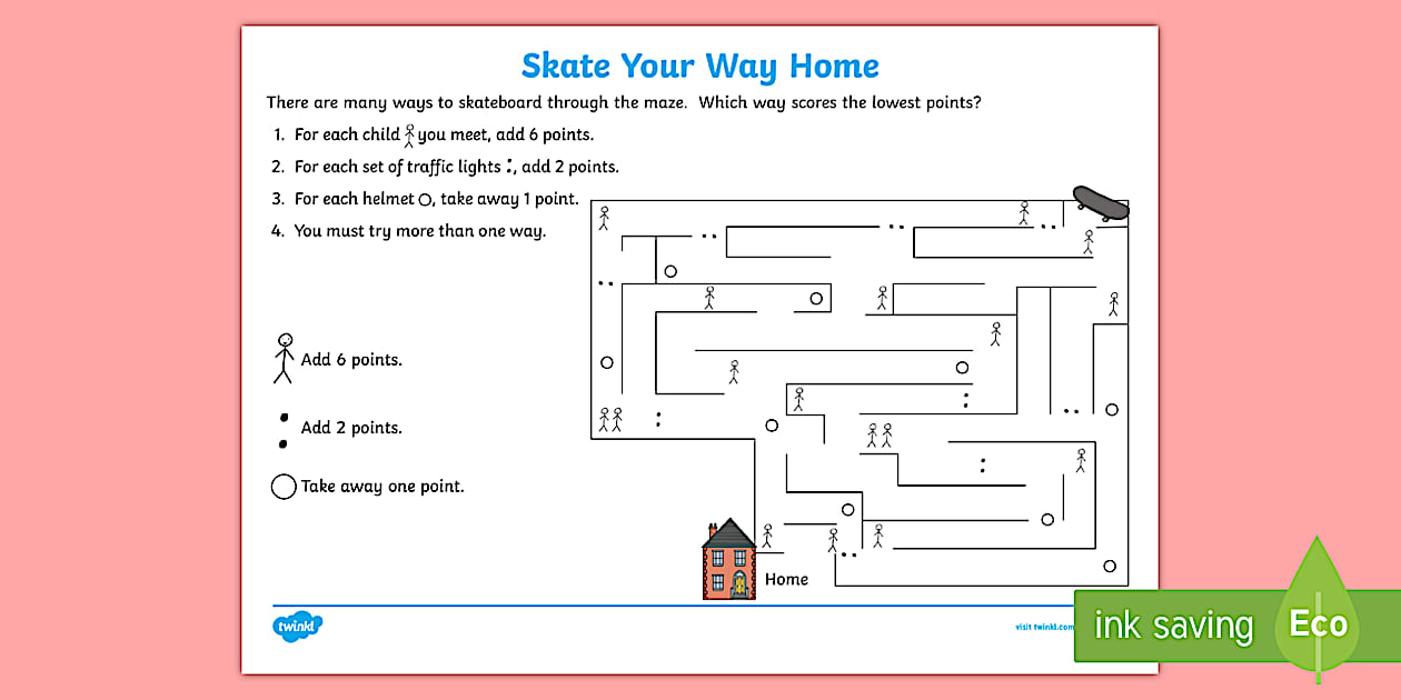 TAS Skate Your Way Home Activity (teacher made) - Twinkl