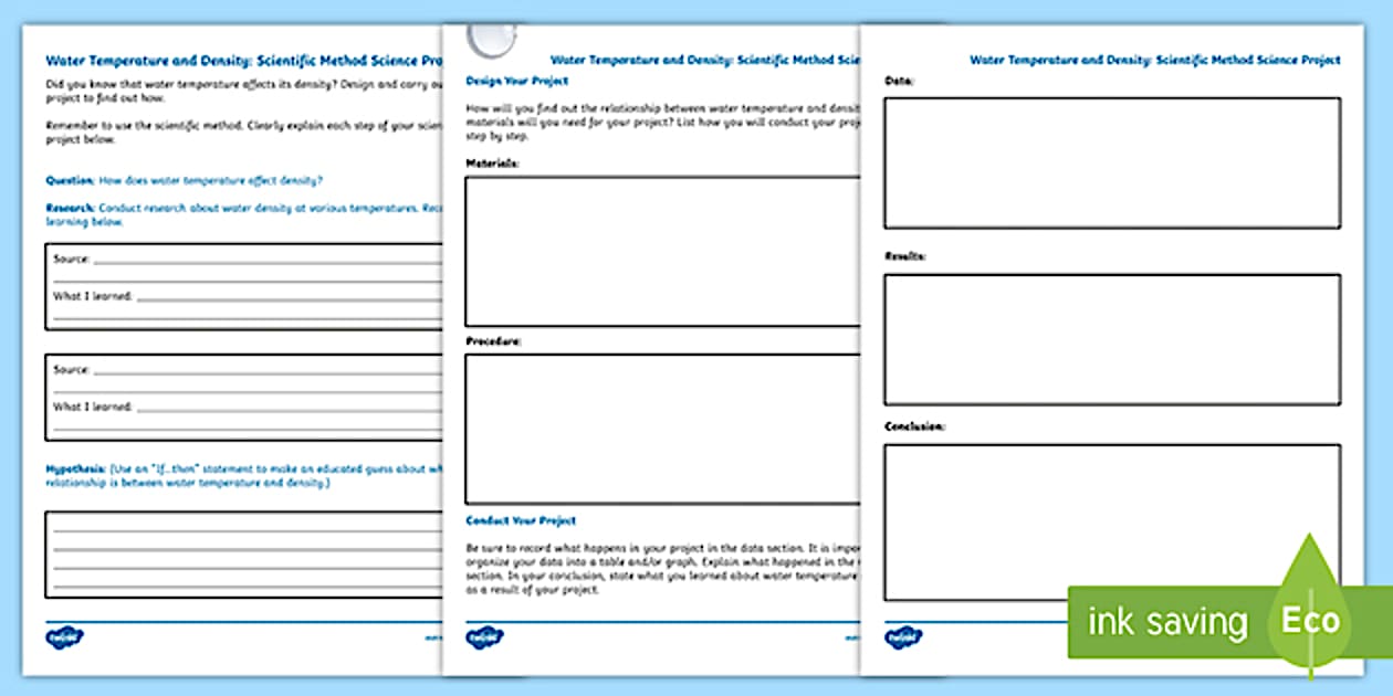 Fifth Grade Science Project Water Temperature and Density