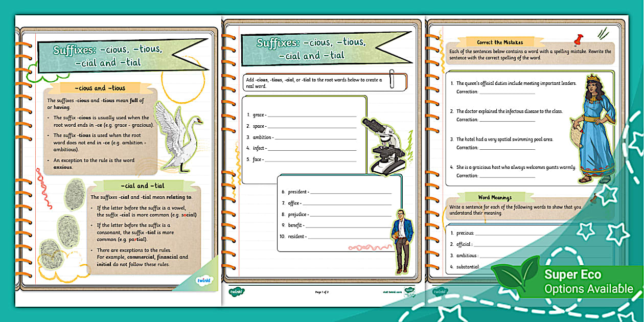 Suffixes: -cious, -tious, -cial and -tial (Ages 9 - 11)