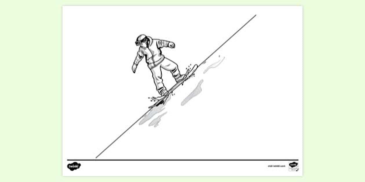 Snowboarder on Slope Colouring | Colouring Sheet - Twinkl