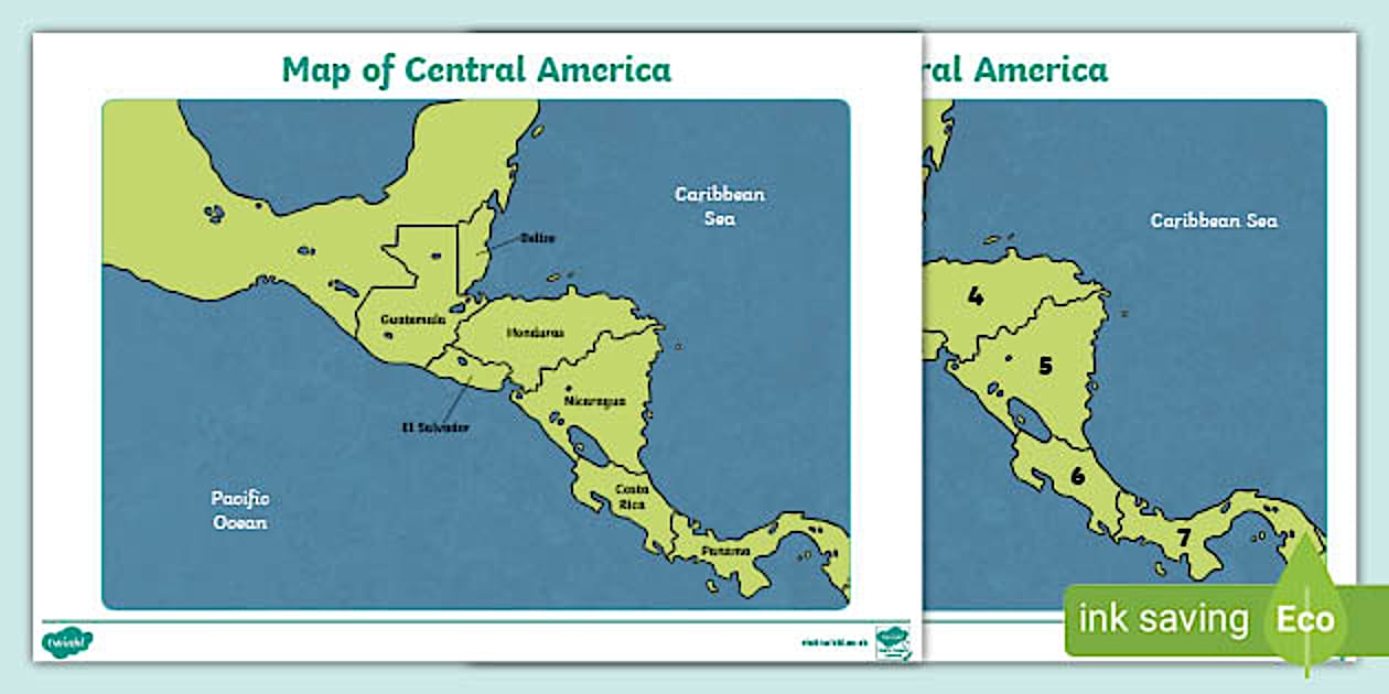 Map of Central America (teacher made) - Twinkl