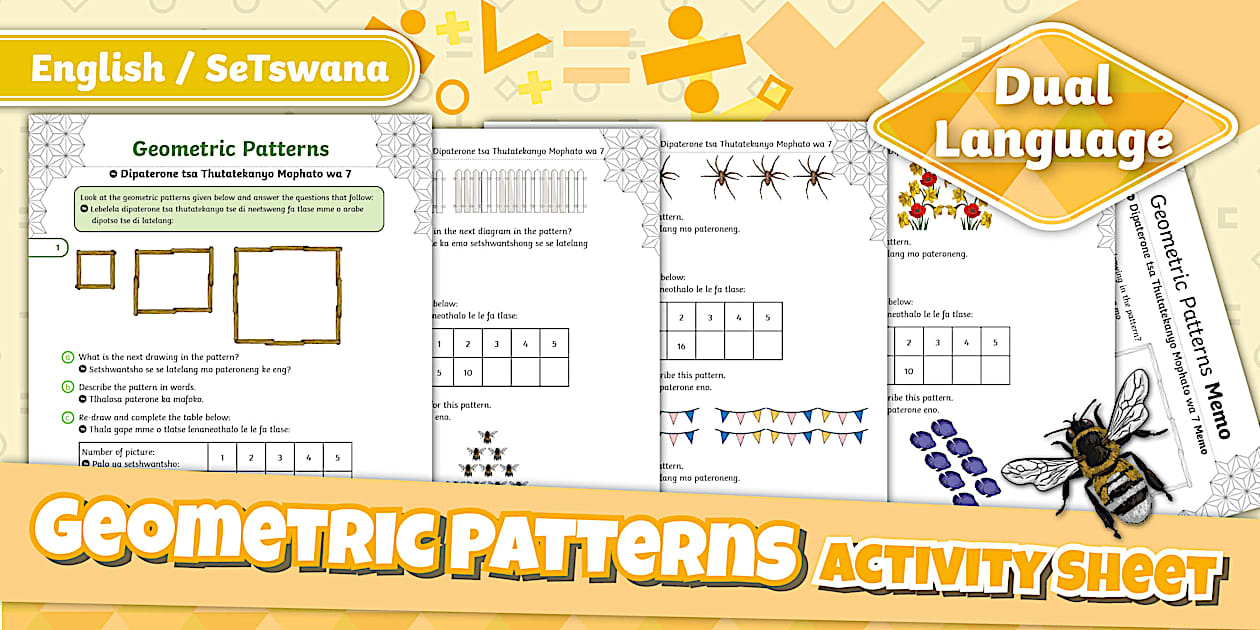 Grade 7 Maths-Term 1-Geometric patterns-Lesson Plan-English/Setswana (CAPS