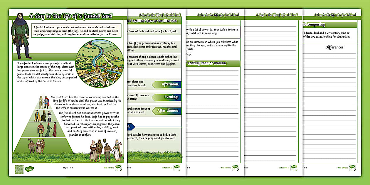 Activity Sheet: A Day in the Life of a Feudal Lord - Twinkl