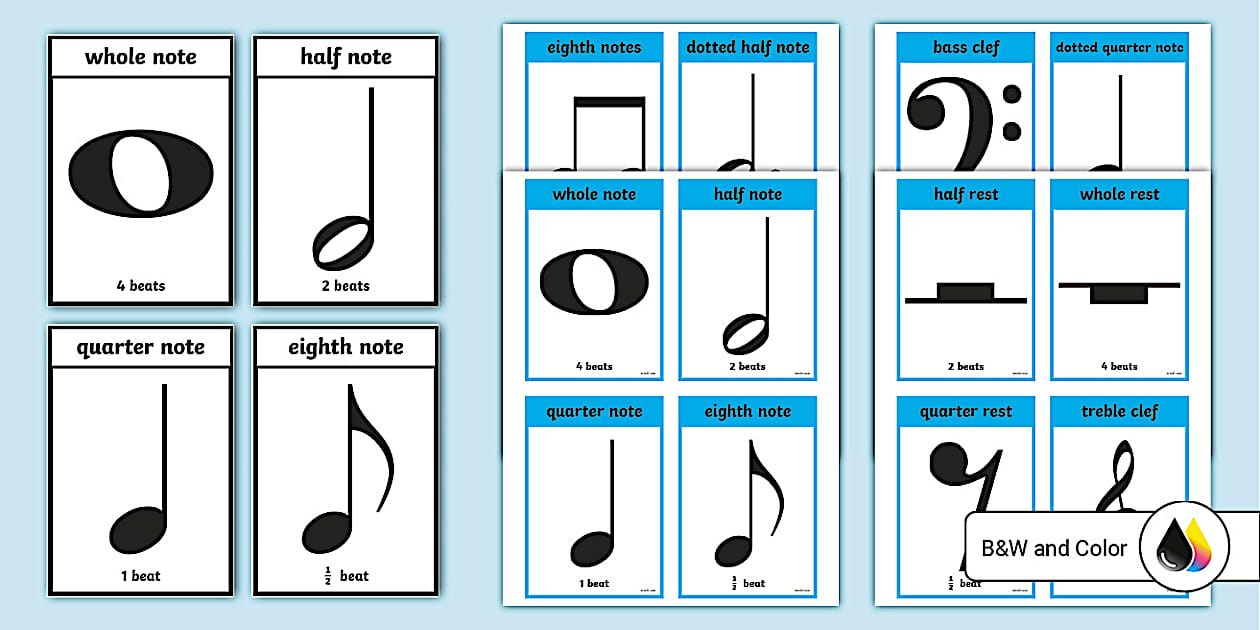 Musical Notes Values Cards (teacher made) - Twinkl