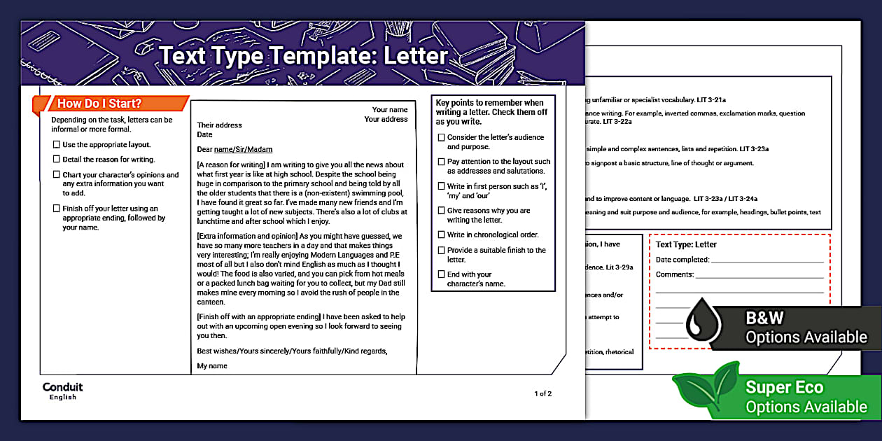 Text Type Template: Letter (teacher made) - Twinkl