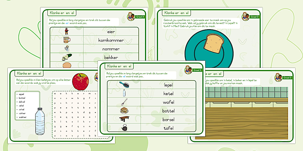 Graad 3: Klanke Hersiening -er en -el - Speelkleimatte