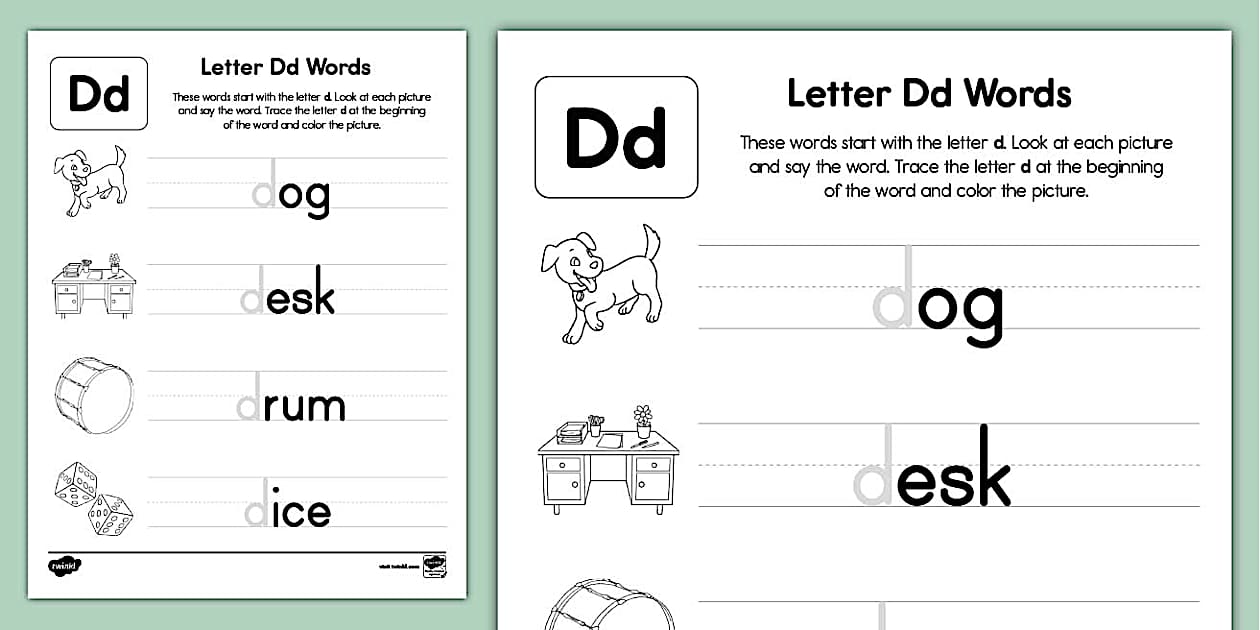 Letter Dd Words: Letter Recognition Worksheet (teacher made)